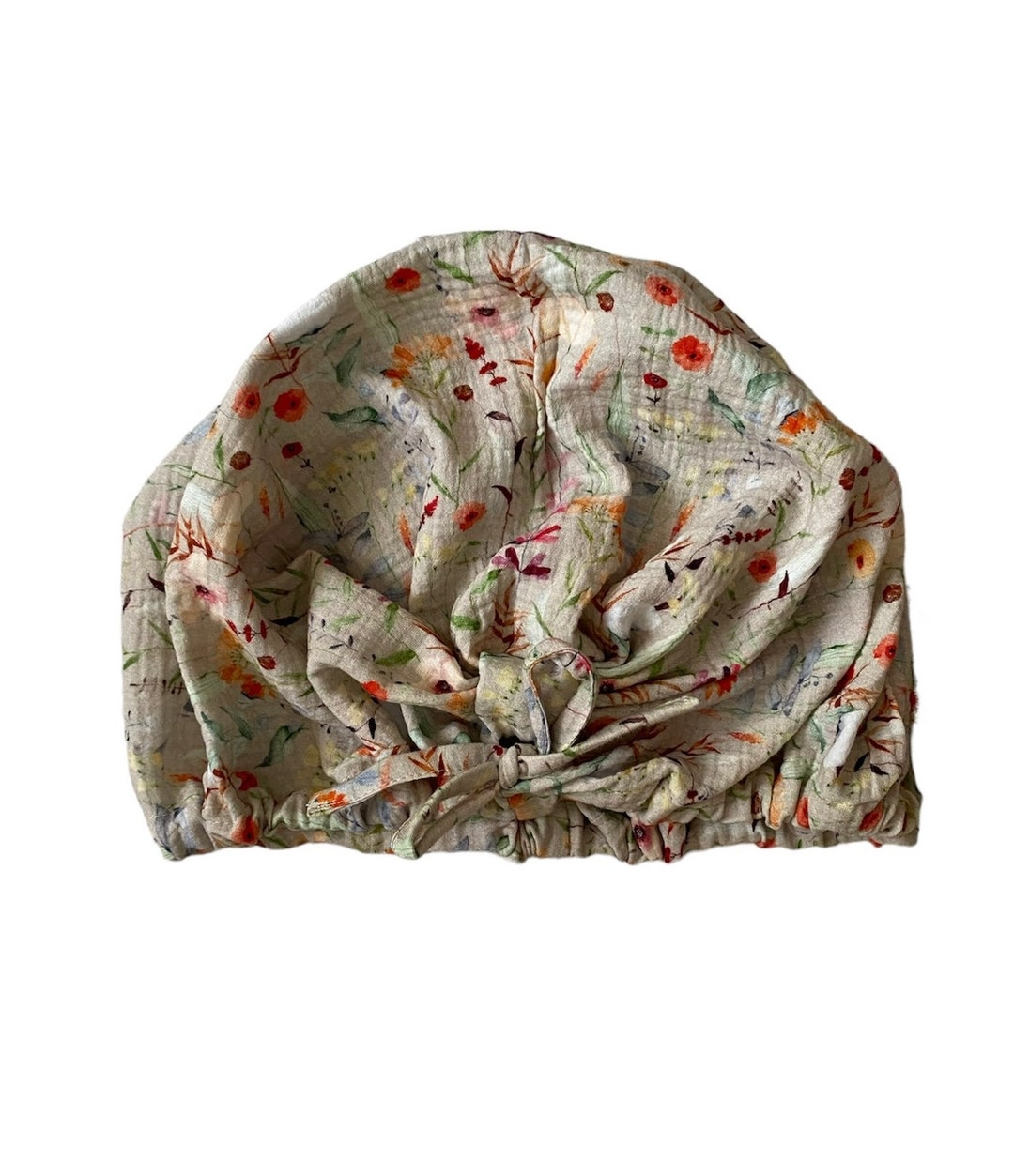 Cotton Sleeping Bonnet With Tie Patterns Flowers, Dots and More Colours ...
