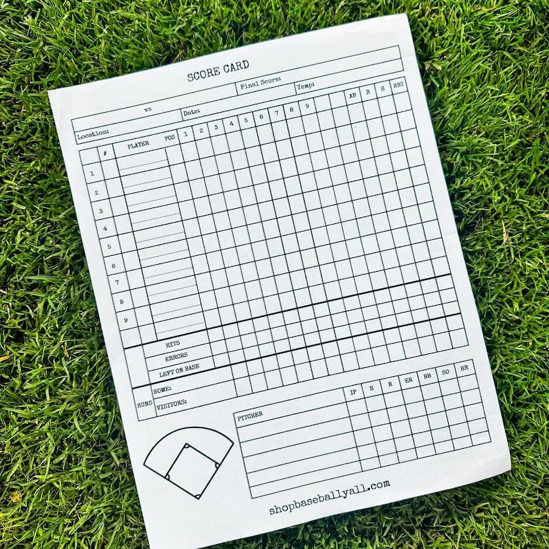 Baseball Scorecard- Score Sheet Printable, Softball Scoresheet, Digital ...
