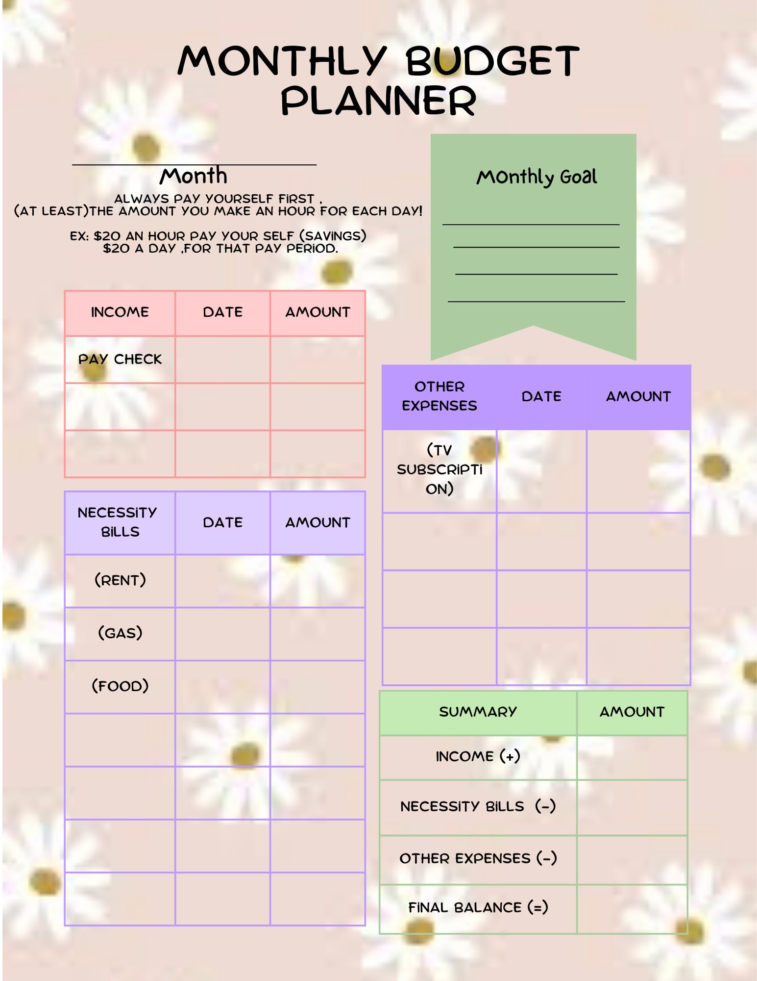 Monthly Budget Planner - Etsy