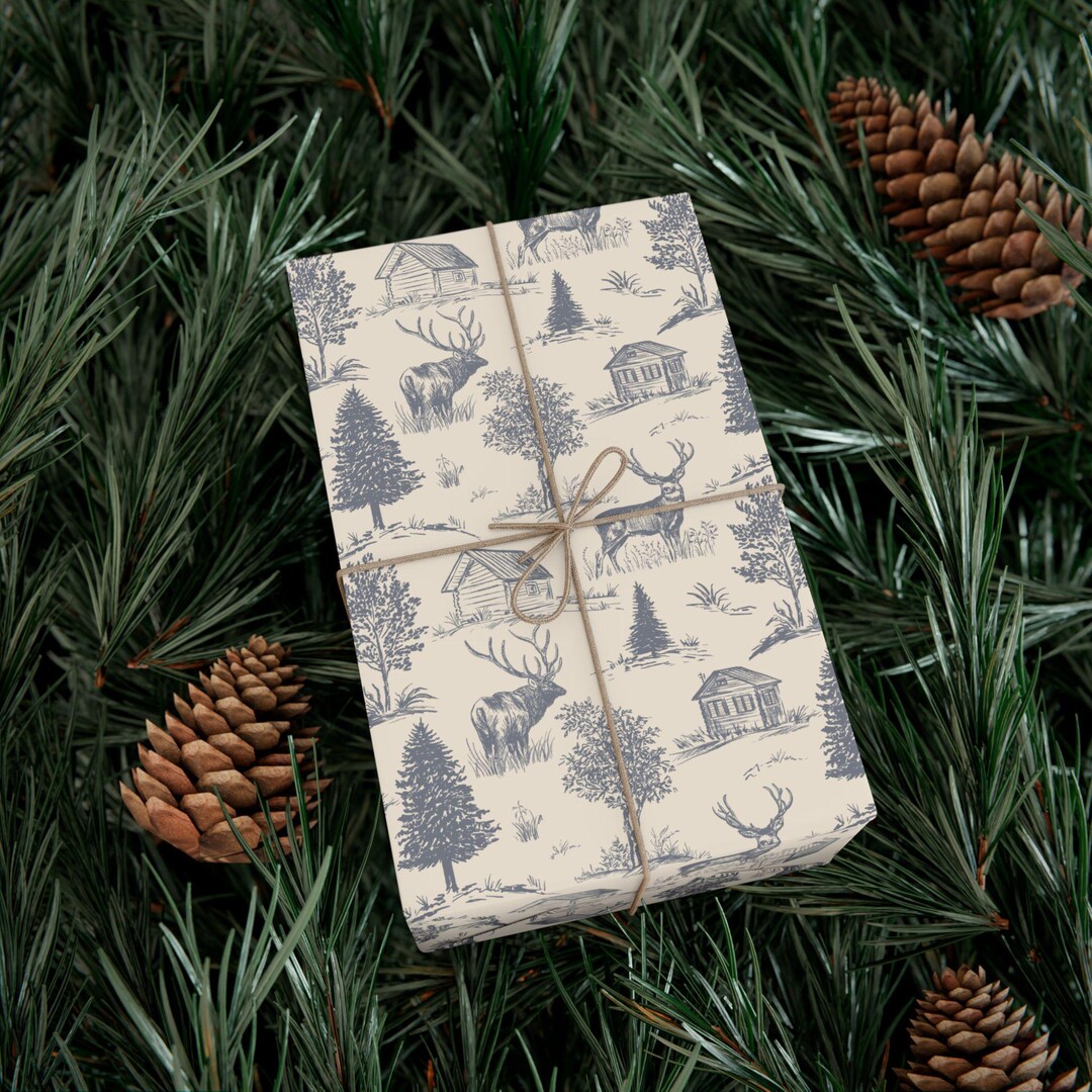 Rustic Cabin Wrapping Paper, Vintage Elk Deer Print - Etsy