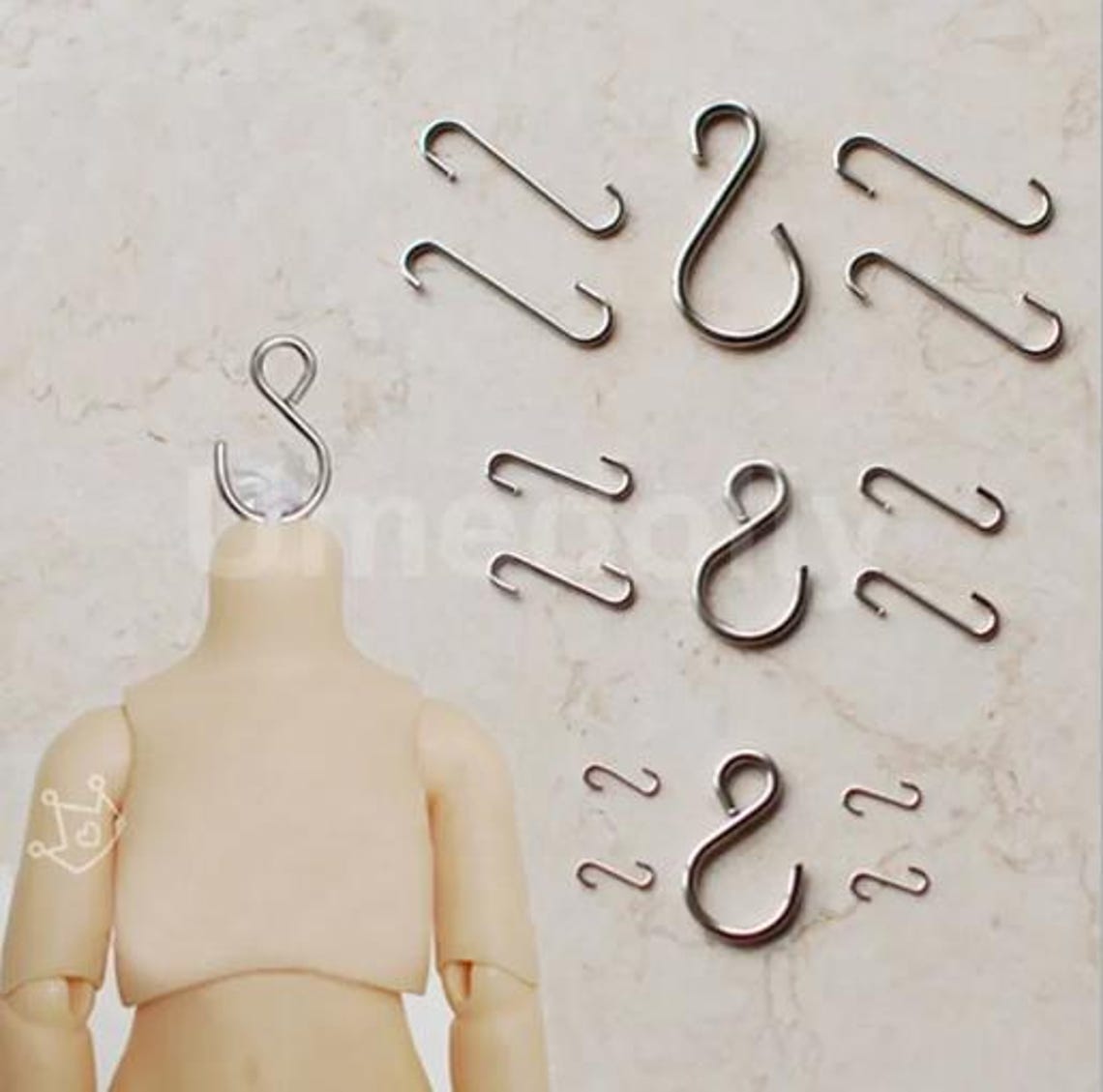 S Hooks, 5pcs, Metal, Various Sizes, Doll Hands Feet Head Connectors ...