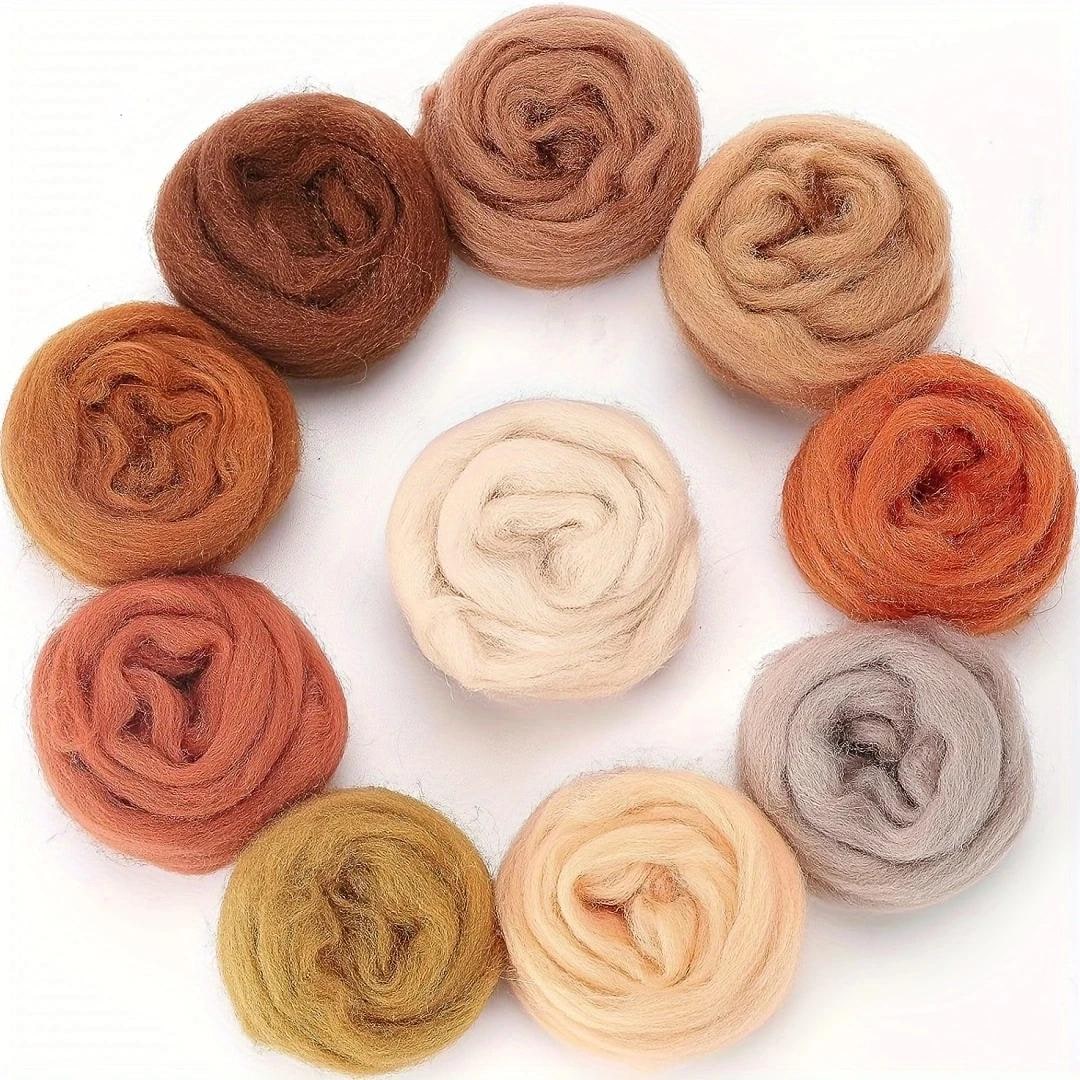 Needle Felting Yarn, 10pcs Pack, Natural Fiber Wool Roving, Various ...