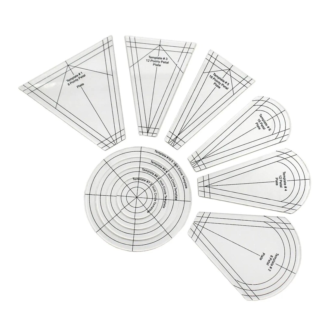 Quilting Templates, 10pcs, Clear Acrylic, Different Styles and Shapes ...