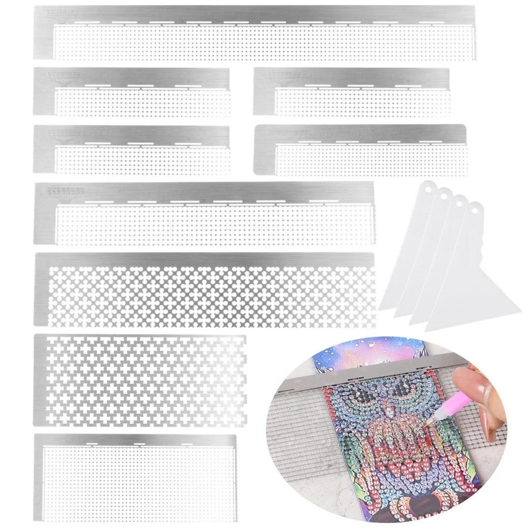 14pcs Diamond Painting Rulers, Stainless Steel Plastic, Mesh Fixing ...