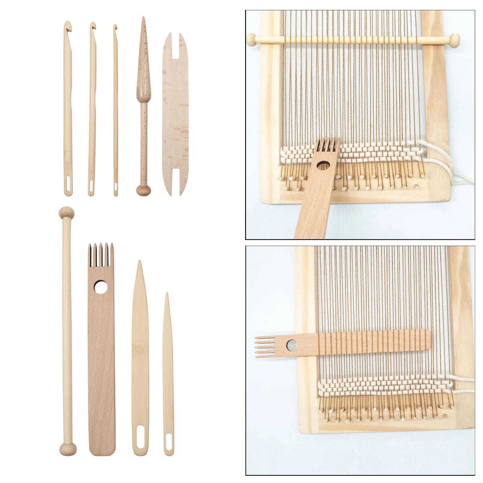 9pcs Weaving Loom Tools Set, Wooden Shuttle, Crochet Needle, Tapestry ...