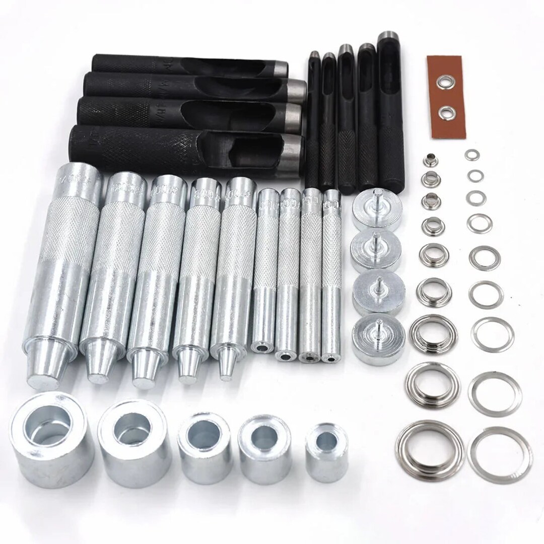 Eyelet Tool Set, 100pcs, Iron, Metal Eyelets Grommets With Installer ...