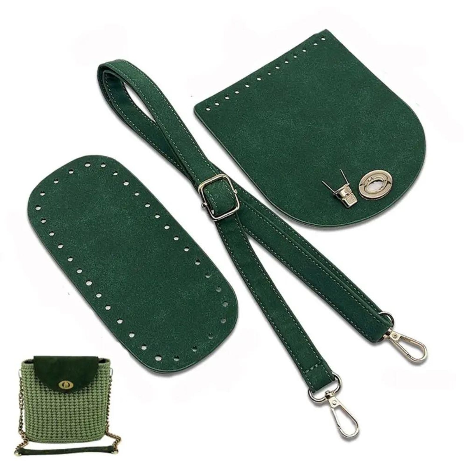 3pcs Crochet Bag Base Strap Set, Faux Leather, Various Color Option ...