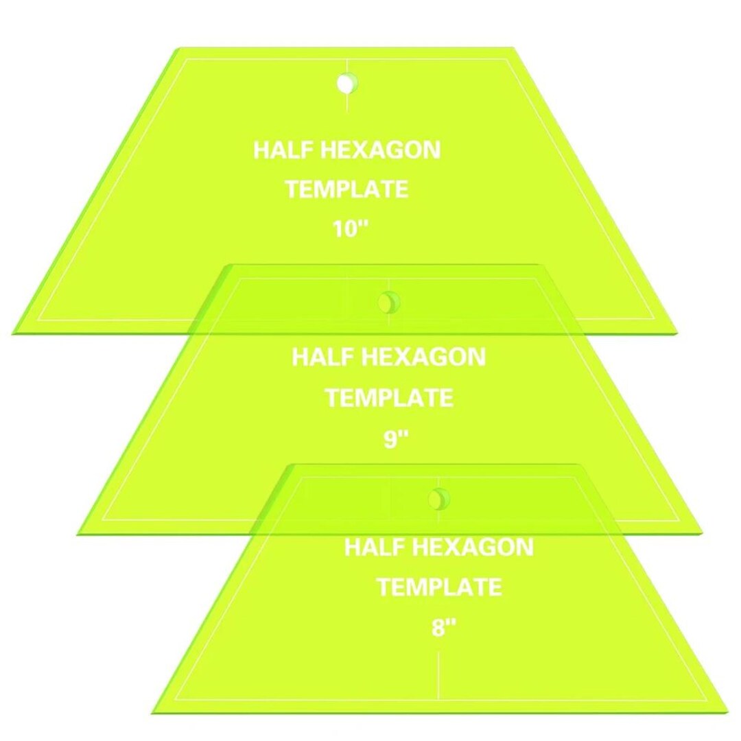 3pcs Half Hexagon Quilting Template Set, Acrylic, Various Sizes, Layer ...