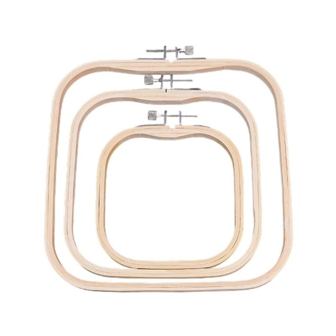 Square Embroidery Hoops, 3pcs, Wooden, Various Sizes, Adjustable ...