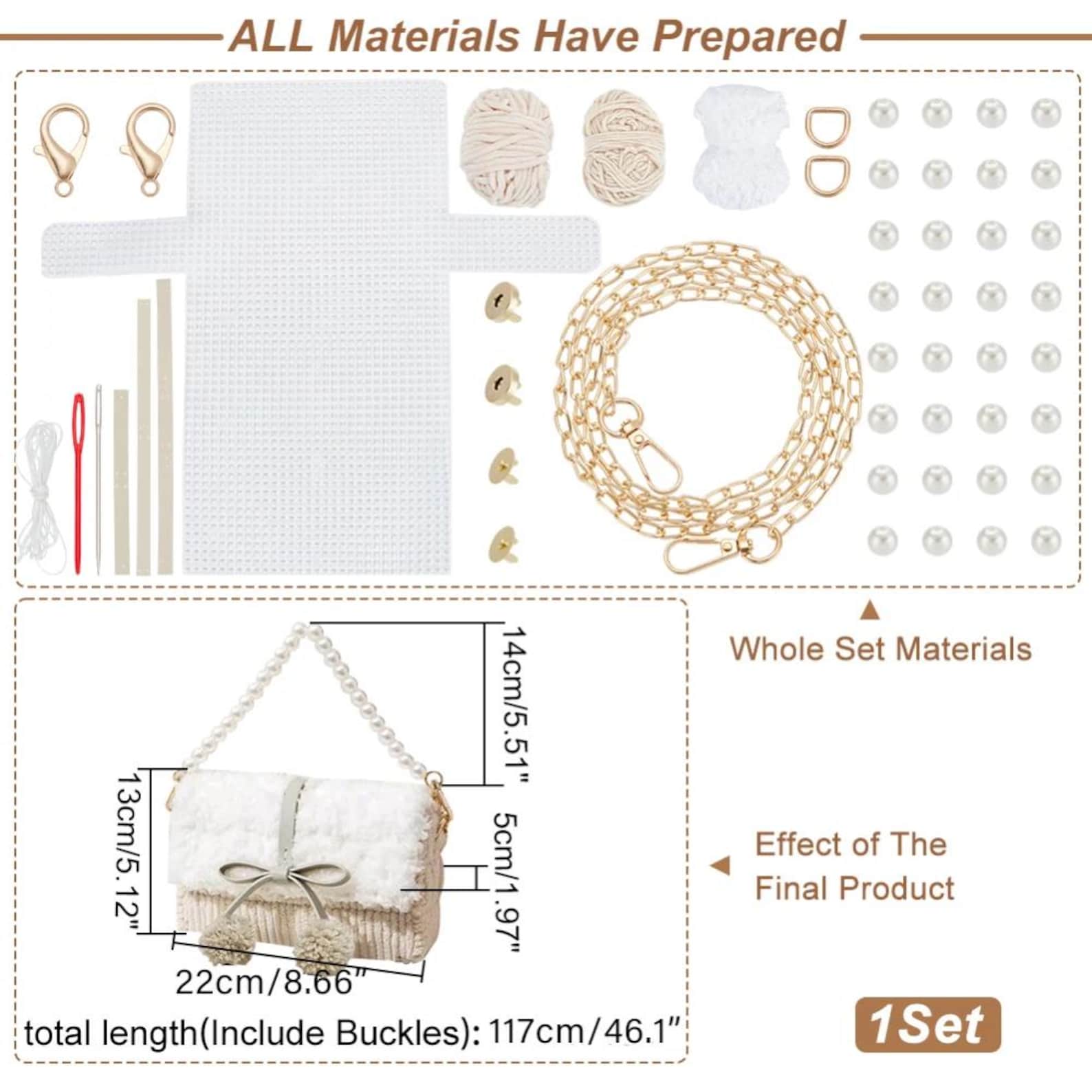 Crochet Handbag Kit, Mesh Plastic Canvas Set, Shoulder Bags Crossbody ...