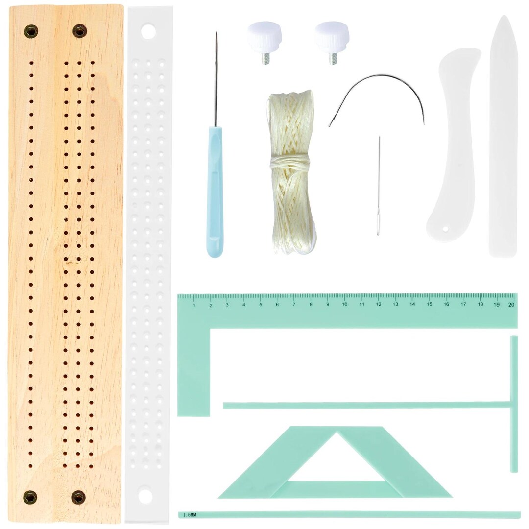 Bookbinding Kits, Wood Base, Wax Cord, L/T Shape Ruler Stencil Guide ...