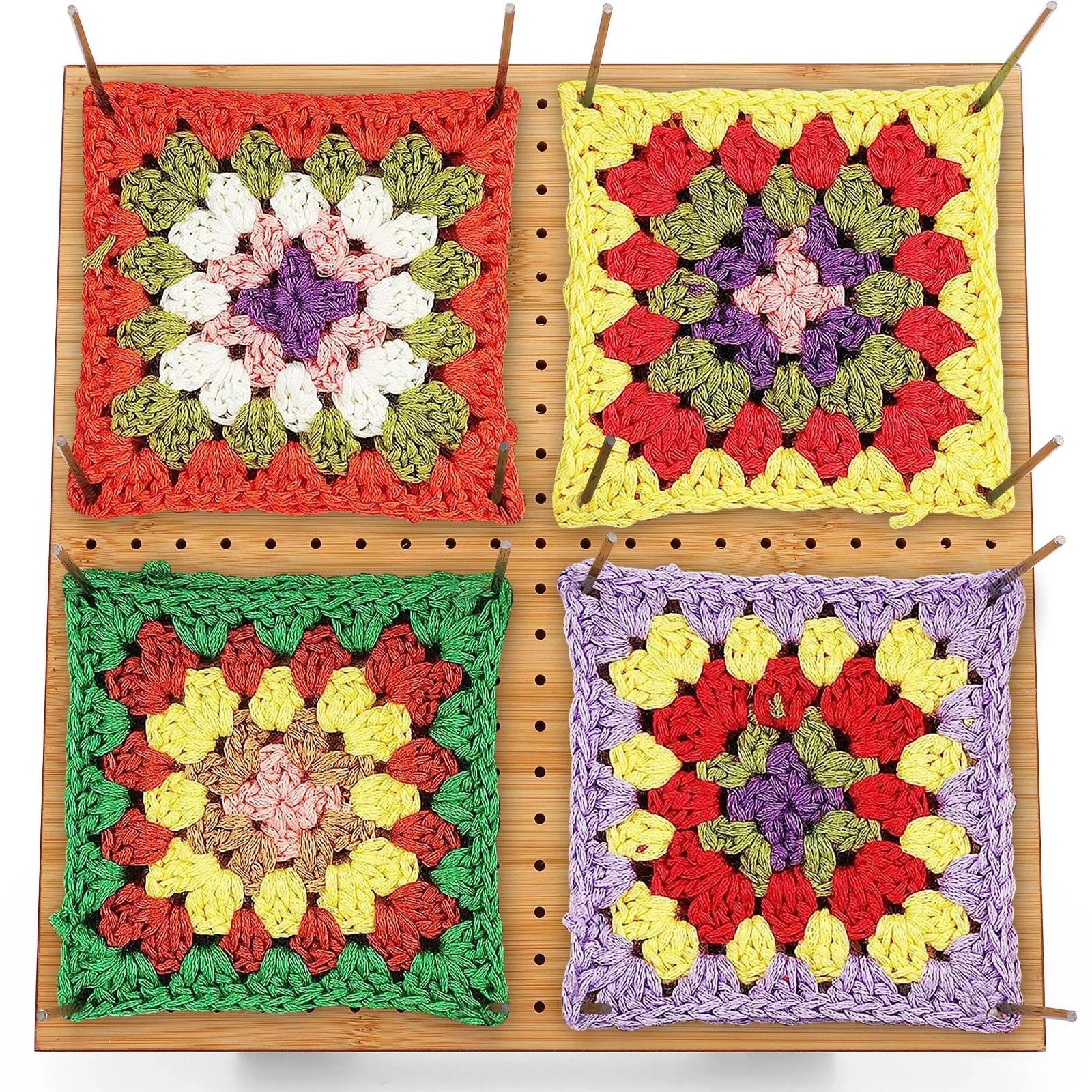 Crochet Blocking Board, Bamboo Wooden, Stainless Steel Rods, Adjustable ...