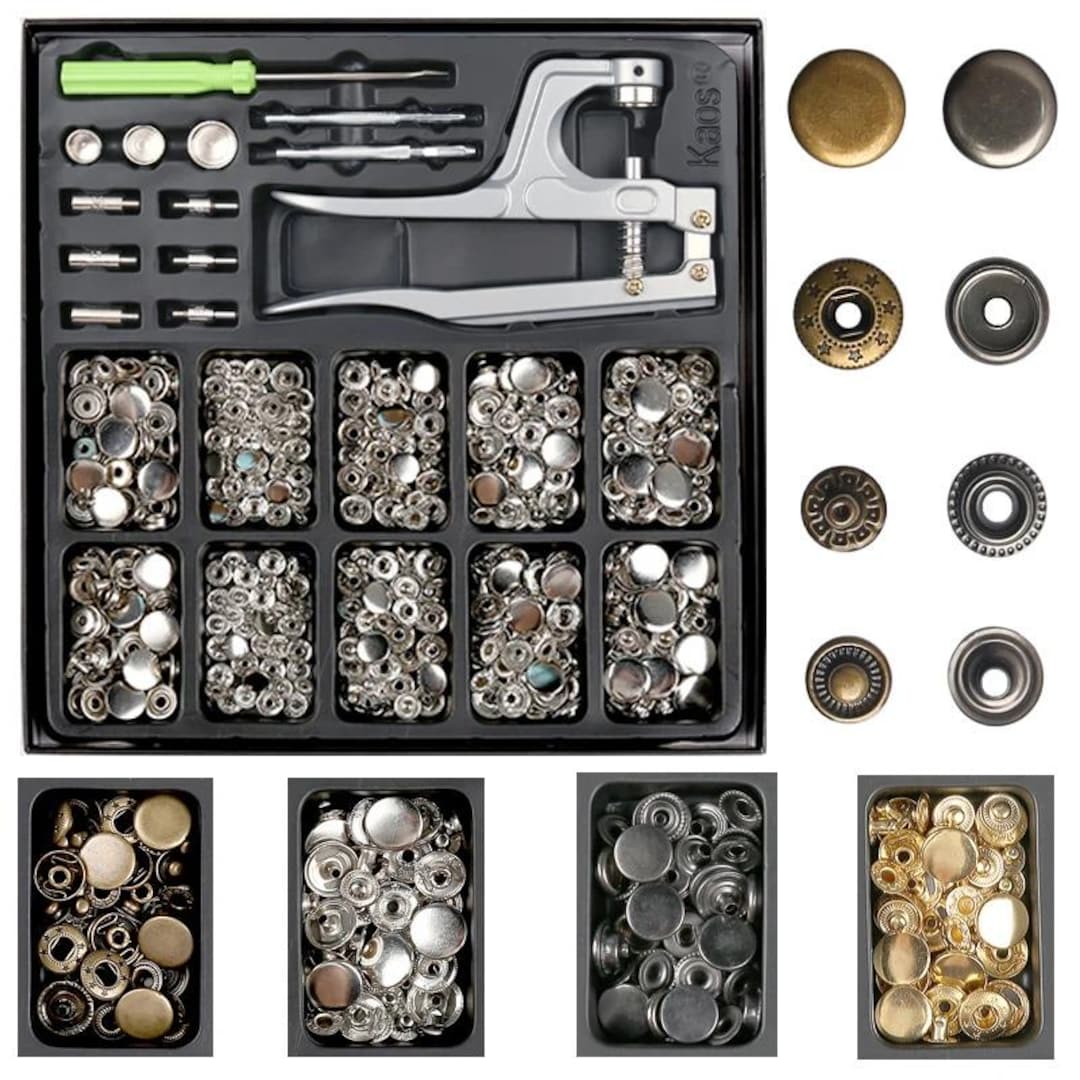 Snap Button Kit With Pressure Pliers, Multi-type, Metal, Plastic Claw ...