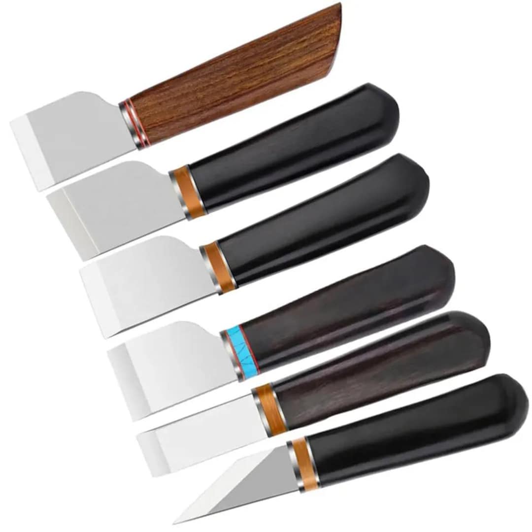 Leather Skiving Knife, Stainless Steel Blade, Ergonomic Wooden Handle ...