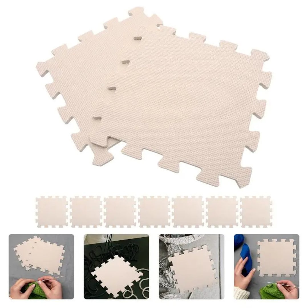 Knitting Blocking Mat, 9pcs, Foam, Square Shape, Lightweight Portable ...