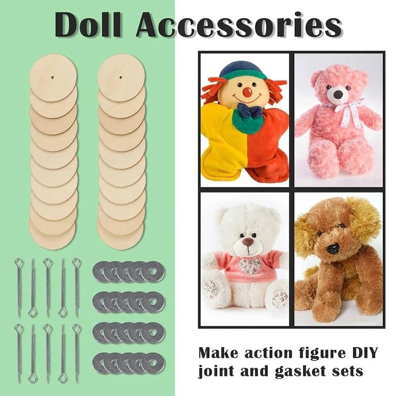 Doll Joint Connectors, 10 Sets, Wooden Fiberboard Disks, Cotter Pin ...
