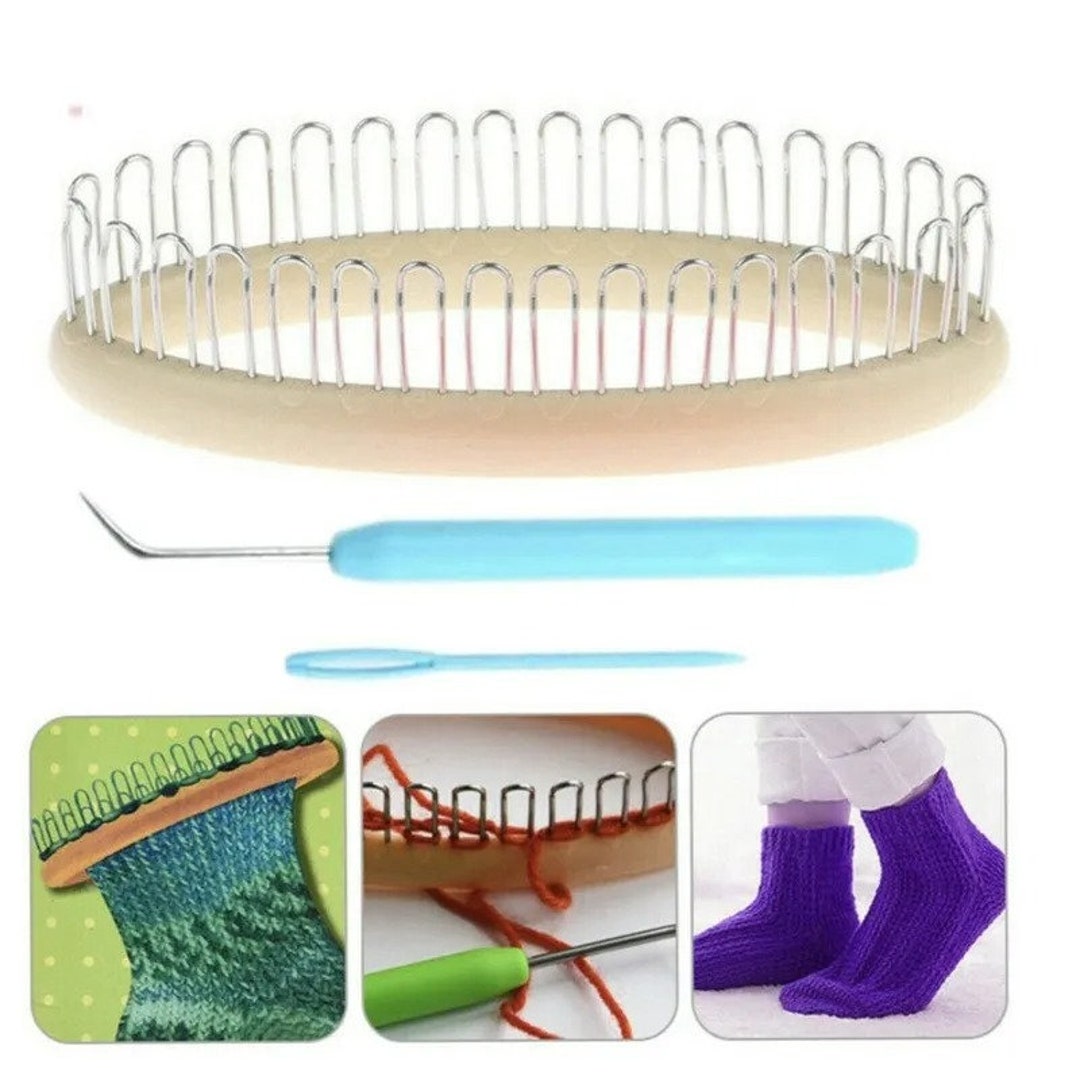 Sock Weaving Knitting Loom Kit With Knit Pick and Needle, 32 Pegs ...