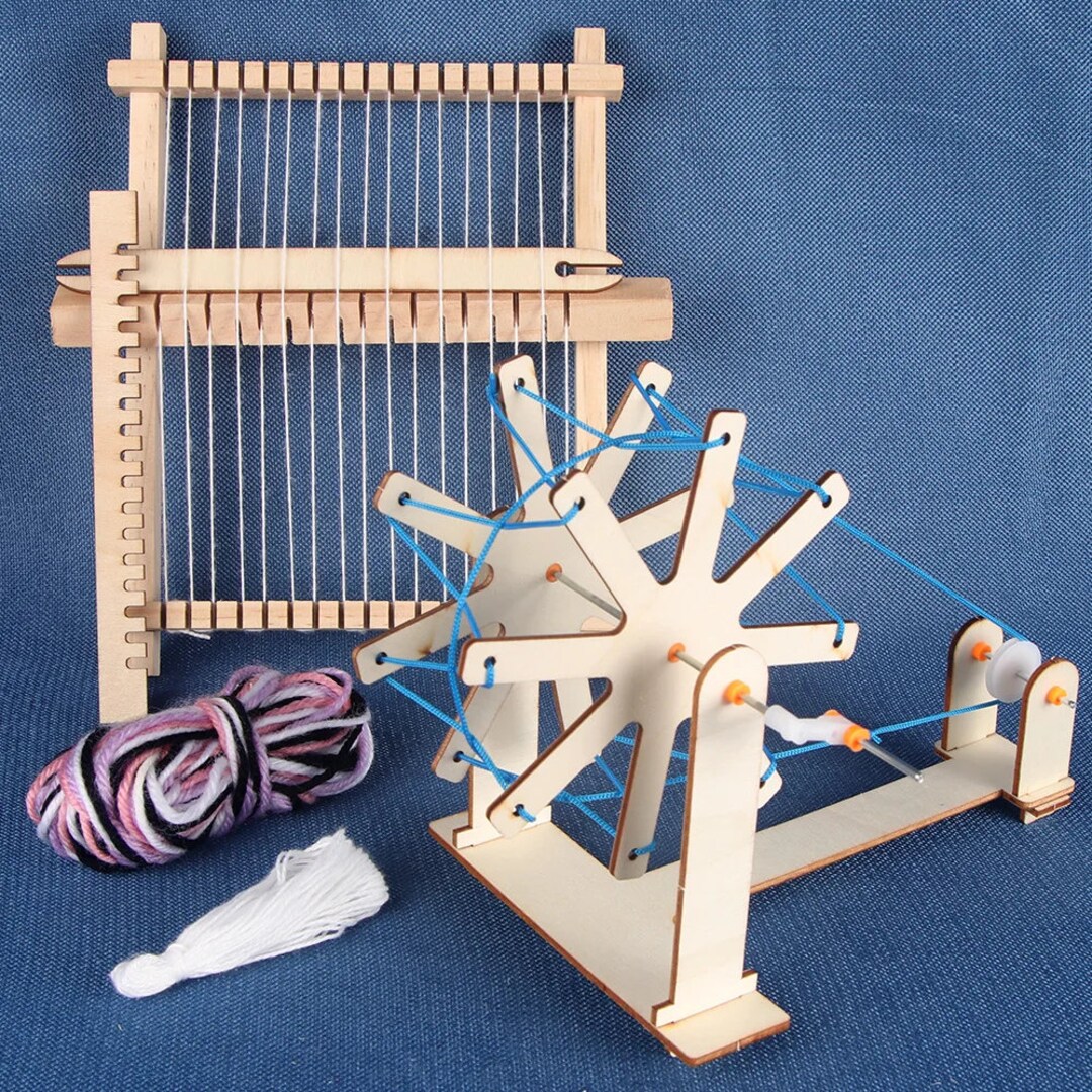 Mini Weaving Loom Machine, Pine Wood Spinning Wheel, Knitting Tool ...