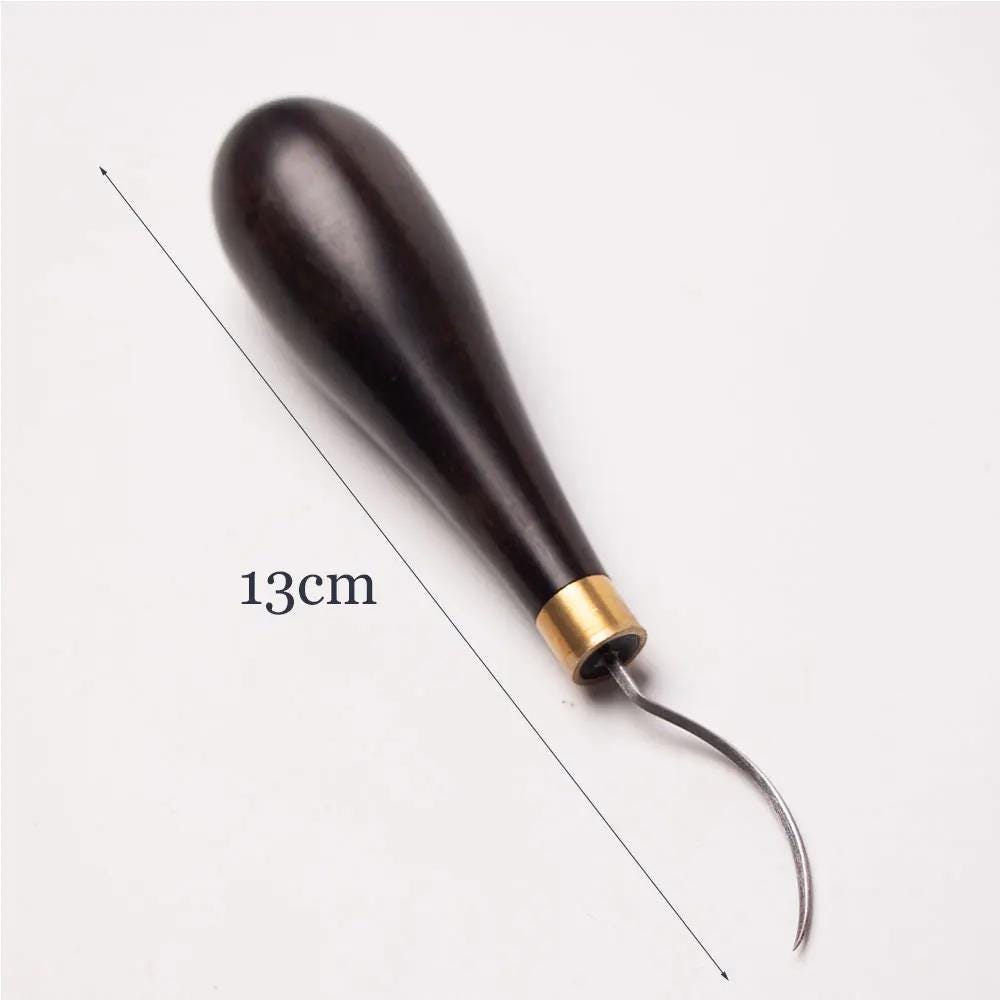 Stitching Curved Awl, Hardwood Maple Handle, High Carbon Steel Wire ...