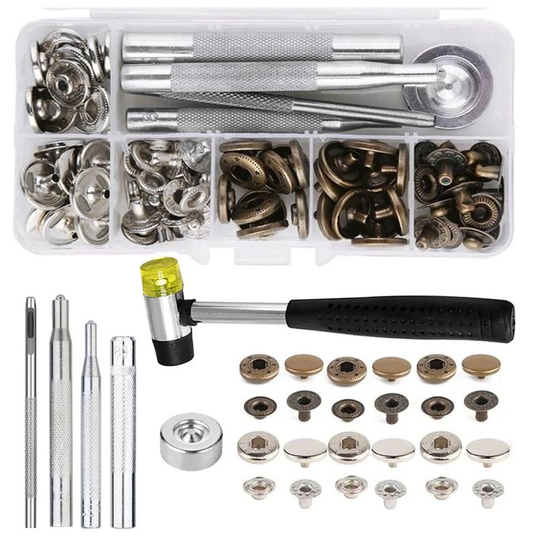 Leather Snap Fasteners Kit, 86pcs, Metal Button Press, Various Styles ...