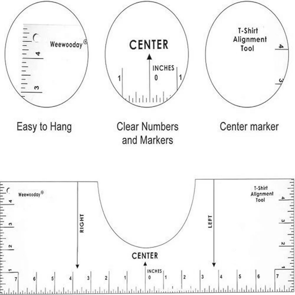T-shirt Alignment Ruler, Centering Tool, Shirt Placement Graphic Guide ...