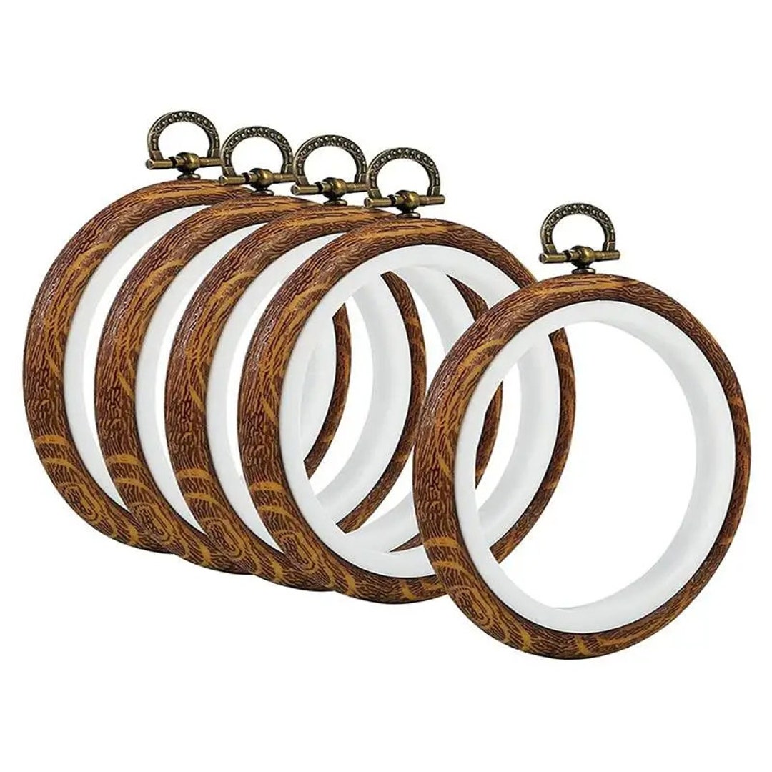 Embroidery Hoops, 10pcs, Round Plastic Frame, Wooden Color, Multiple ...