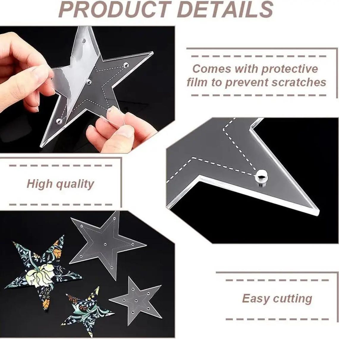 Star Quilt Templates, 6pcs Acrylic, Different Sizes, Embroidery ...