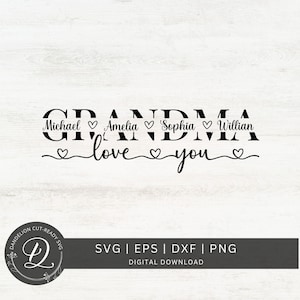 Grandma SVG, Grandma Split Name Frame Svg, Grandma Cut File ...