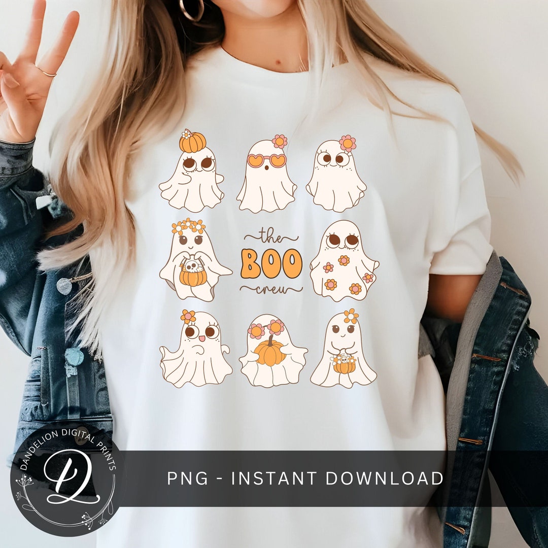 The Boo Crew Ghost PNG, Retro Ghost Collage PNG, Vintage Halloween Png ...
