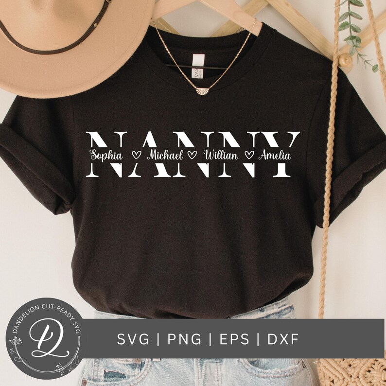 Grandma SVG, Nanny Split Name Frame Svg, Grandma Cut File ...