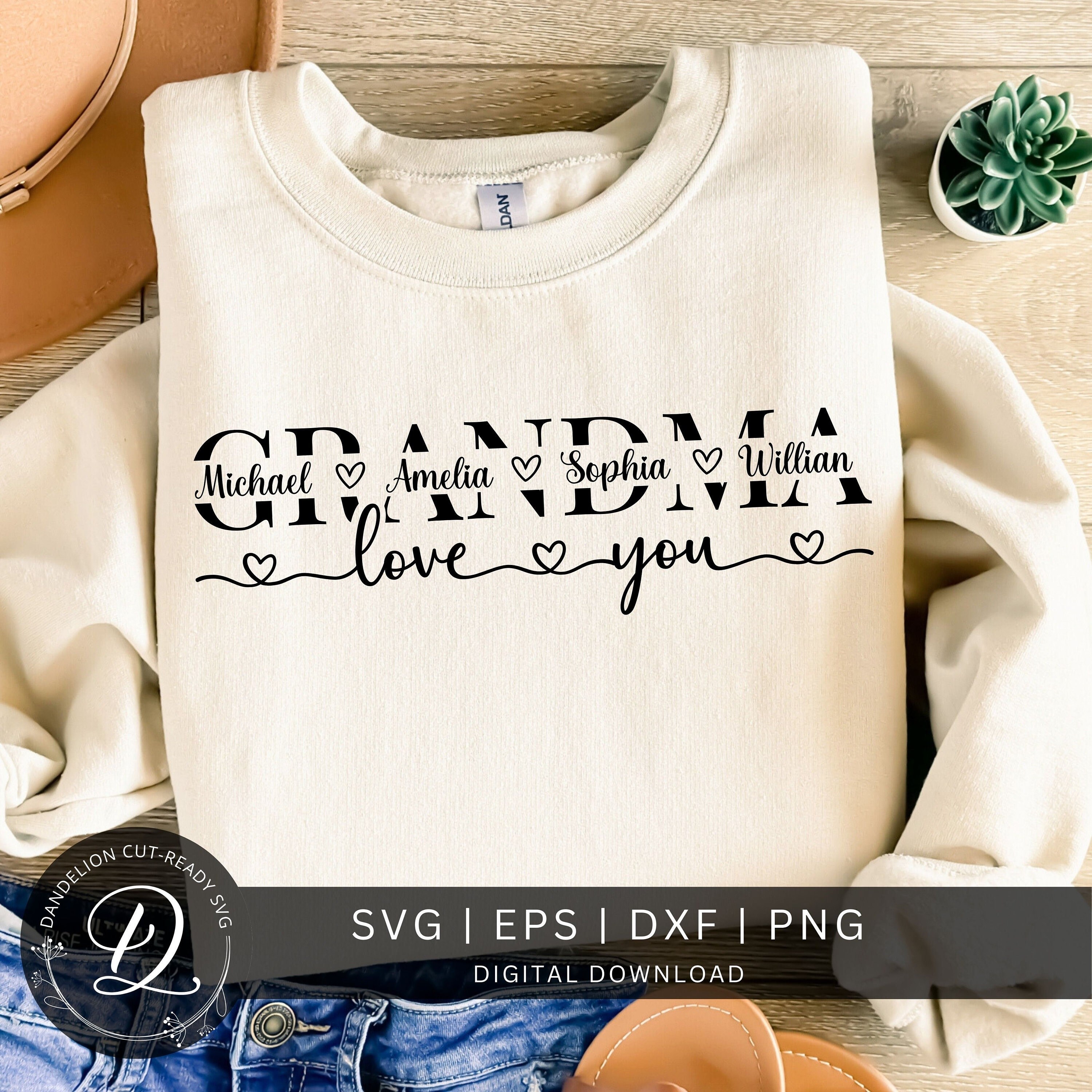 Grandma SVG, Grandma Split Name Frame Svg, Grandma Cut File ...