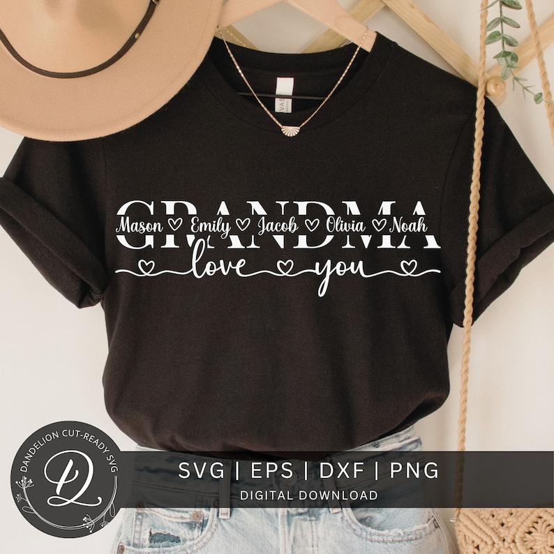 Grandma SVG, Grandma Split Name Frame Svg, Grandma Cut File ...