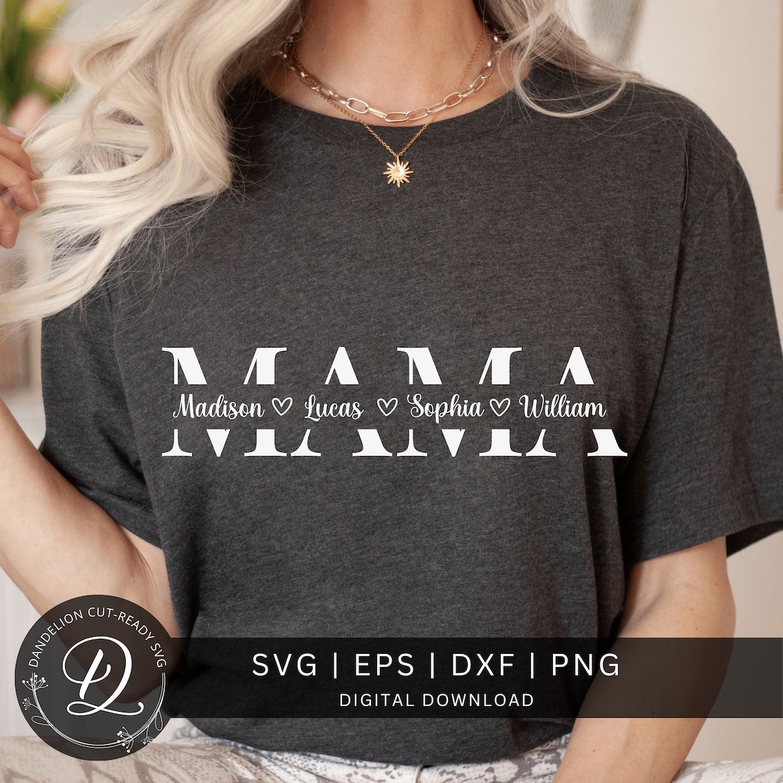 Mama SVG, Mother's Day Gift SVG, Mama Split Name Frame Svg, Mama Cut ...