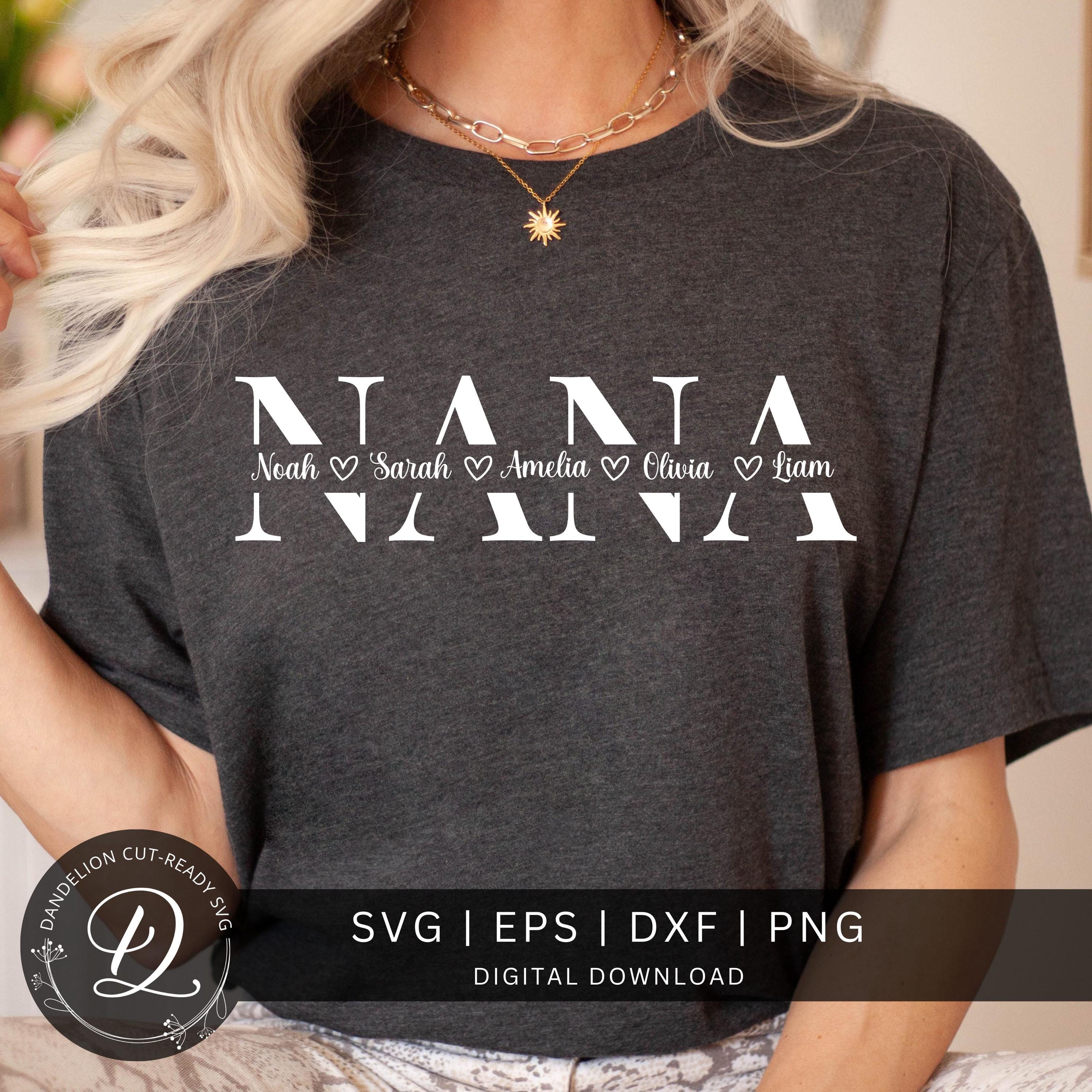 Grandma SVG, Nana Split Name Frame Svg, Grandma Cut File ...