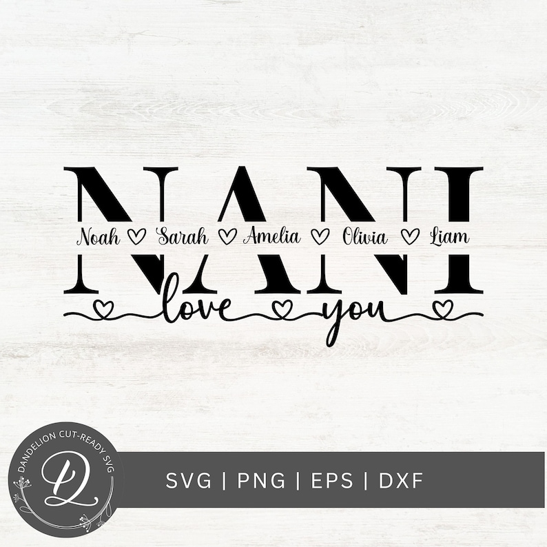 Nani SVG, Nani Split Name Frame Svg, Grandma Cut File, Grandmother PNG, Mother's Day Svg, Nanny ...