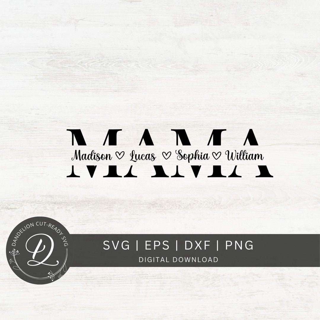 Mama SVG, Mother's Day Gift SVG, Mama Split Name Frame Svg, Mama Cut ...