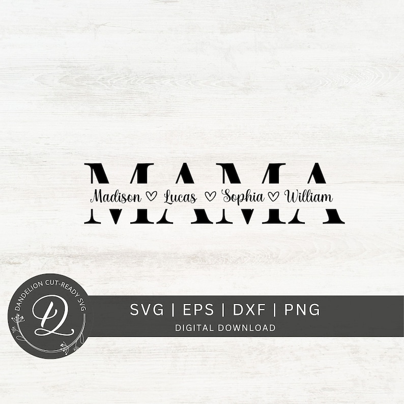 Mama SVG, Mother's Day Gift SVG, Mama Split Name Frame Svg, Mama Cut ...