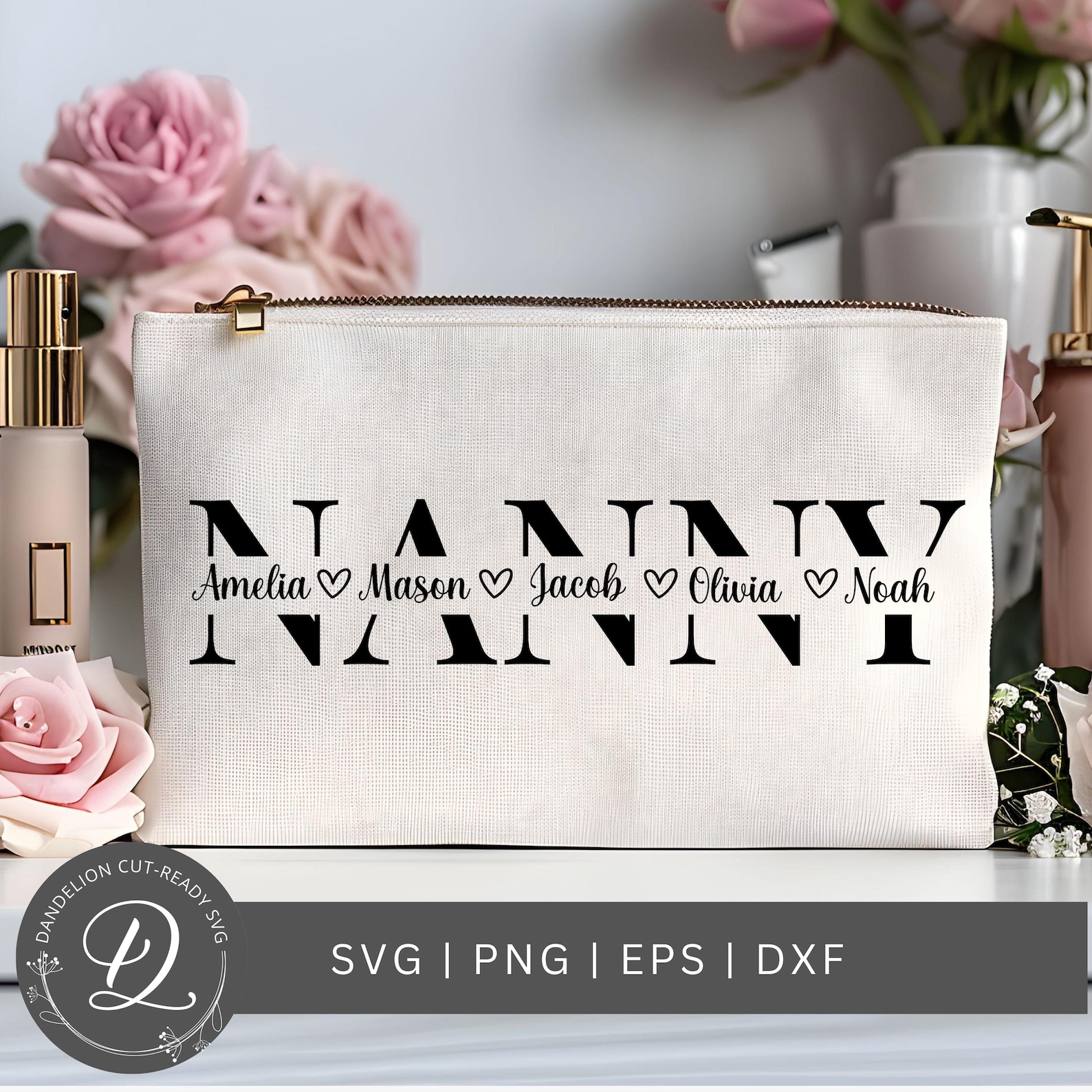 Grandma SVG, Nanny Split Name Frame Svg, Grandma Cut File ...