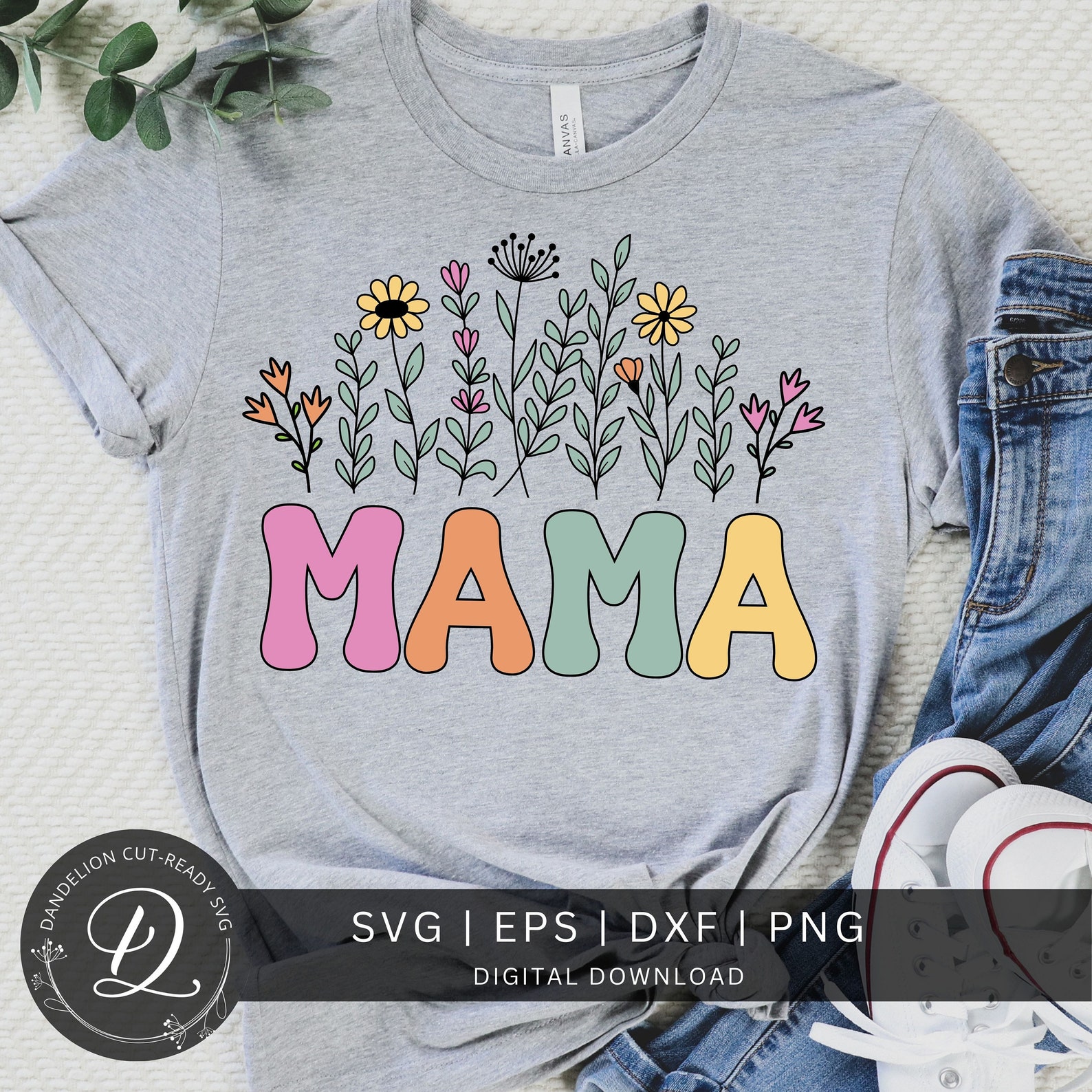 Mama Flowers SVG, Mother's Day Gift SVG, Mama Floral Cut File, Mama Svg ...