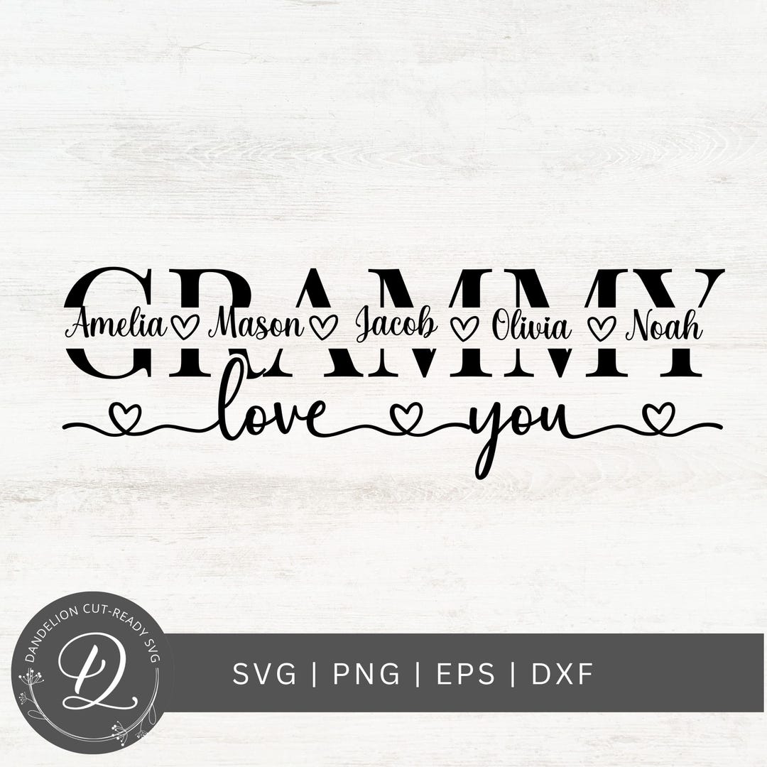 Grandma SVG, Grandma Split Name Frame Svg, Grandma Cut File ...