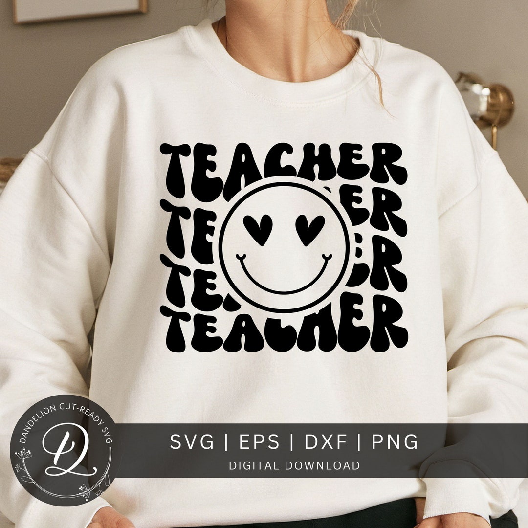 Retro Teacher Svg, Happy Face Svg, Teacher Appreciation Svg, Teacher ...