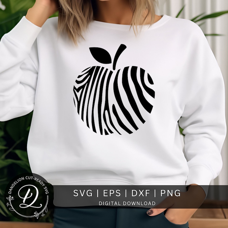 Zebra Apple Teacher SVG, Back to School Cricut Cut File (digital ...