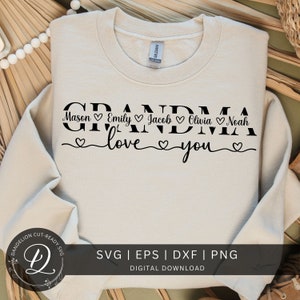 Grandma SVG, Grandma Split Name Frame Svg, Grandma Cut File ...