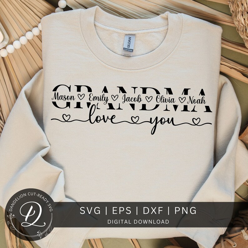 Grandma SVG, Grandma Split Name Frame Svg, Grandma Cut File, Grandmothersvg, Mother's Day SVG ...