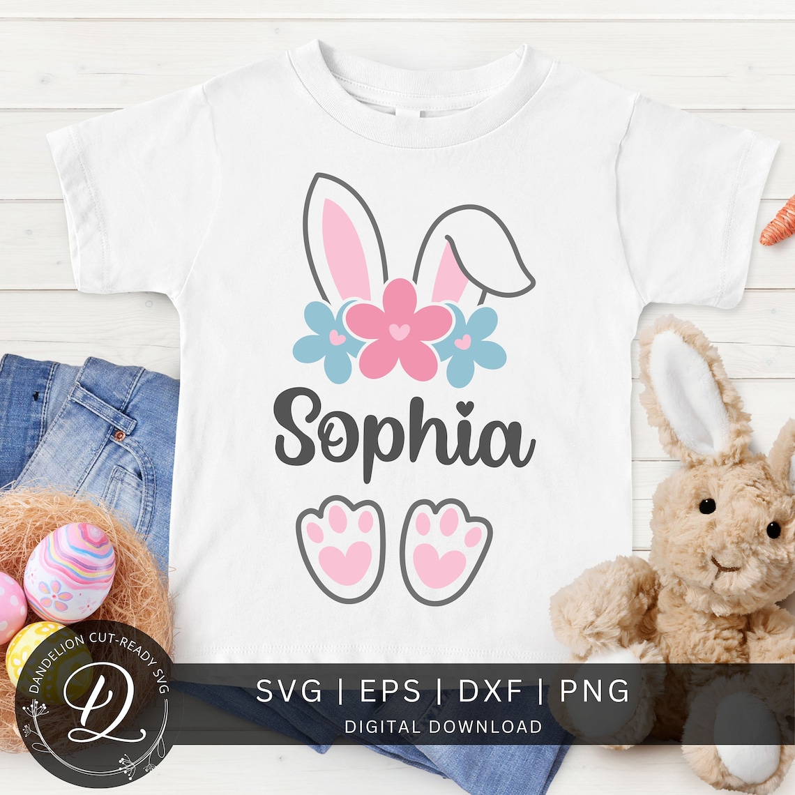 Bunny Name Frame SVG, Easter Bunny Ears PNG, Easter Bunny Split ...