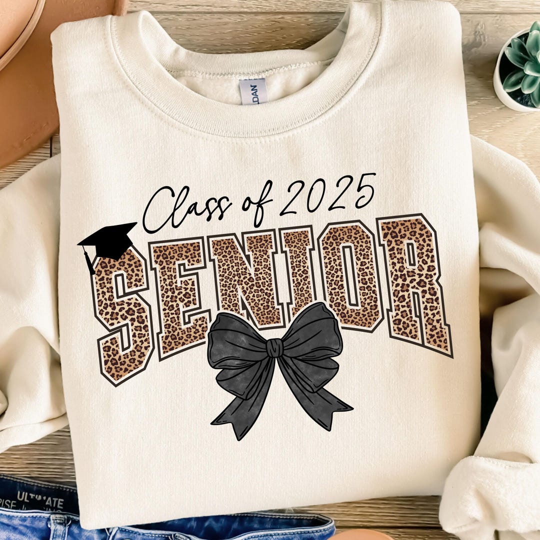 Retro Senior PNG, Graduation Leopard Coquette Bow Clipart, Class of ...