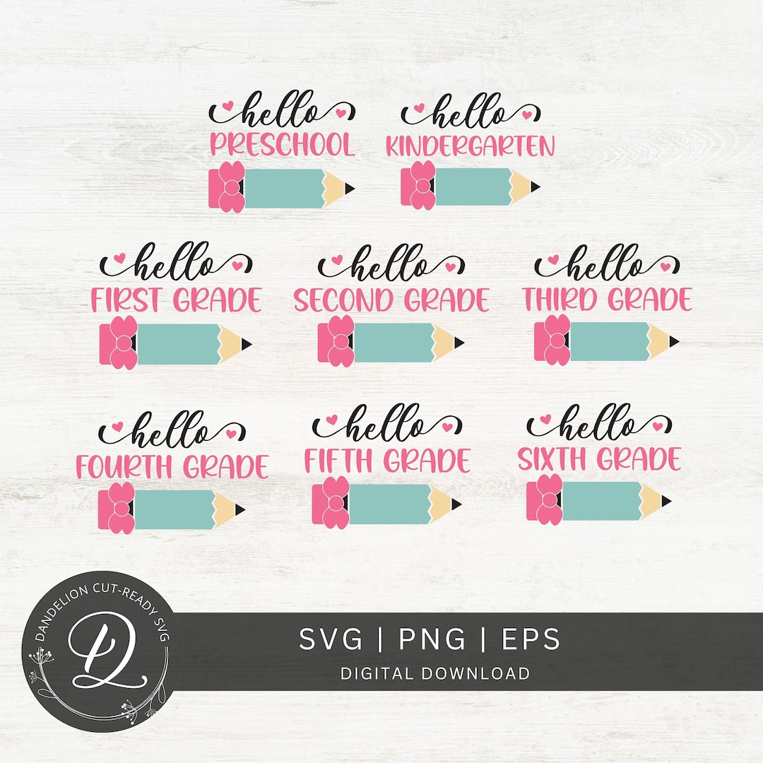 Back to School Grade Level SVG Bundle, Teacher Shirt Cut File (digital ...