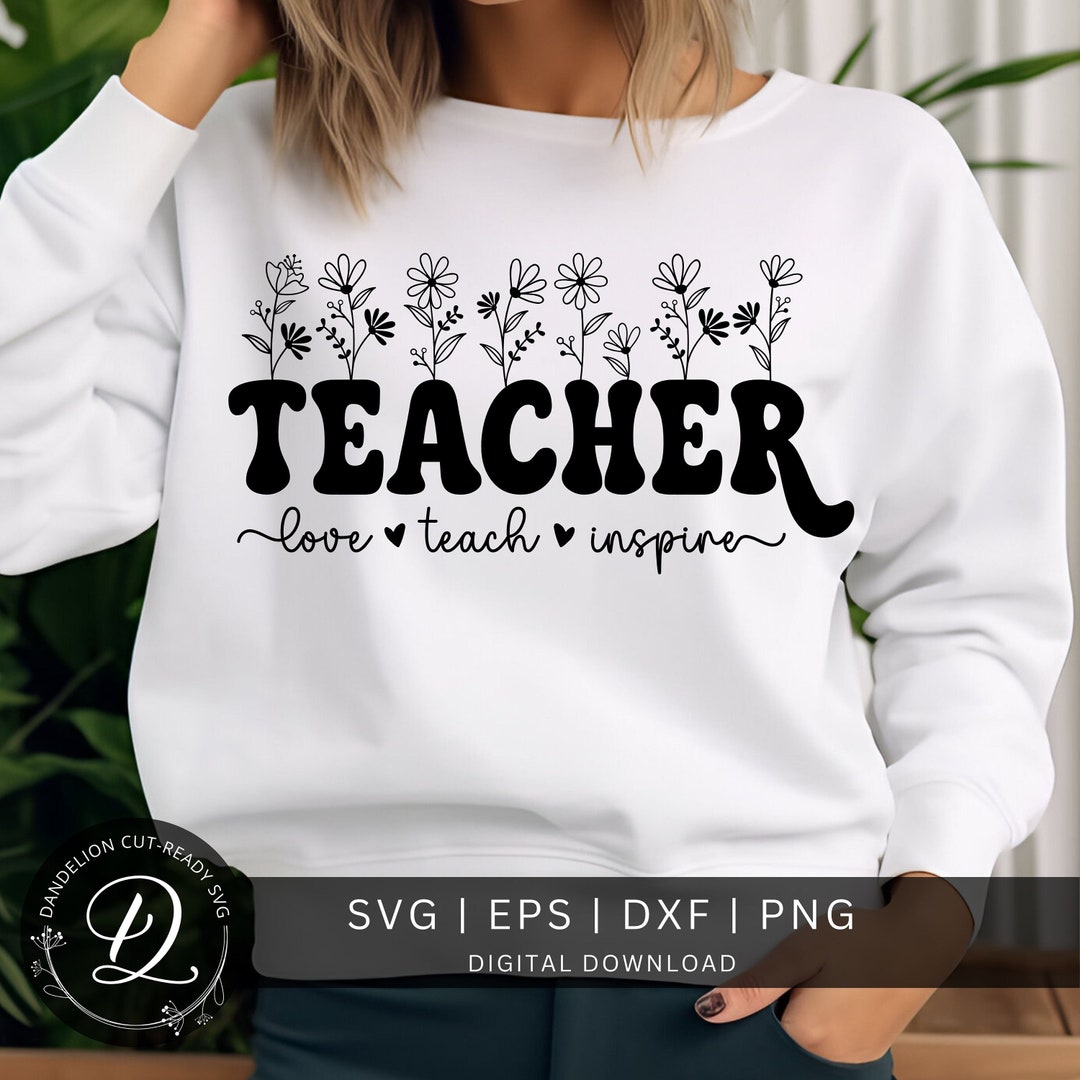 Tech, Love, Inspire SVG File, Teacher Svg, Teacher Life Svg ...