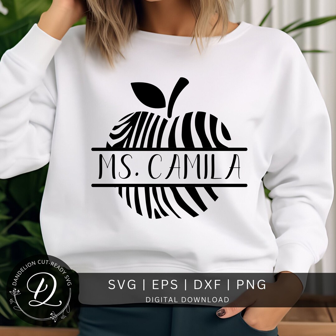 Apple Name Frame SVG, Teacher Monogram Cut File (digital Download) - Etsy