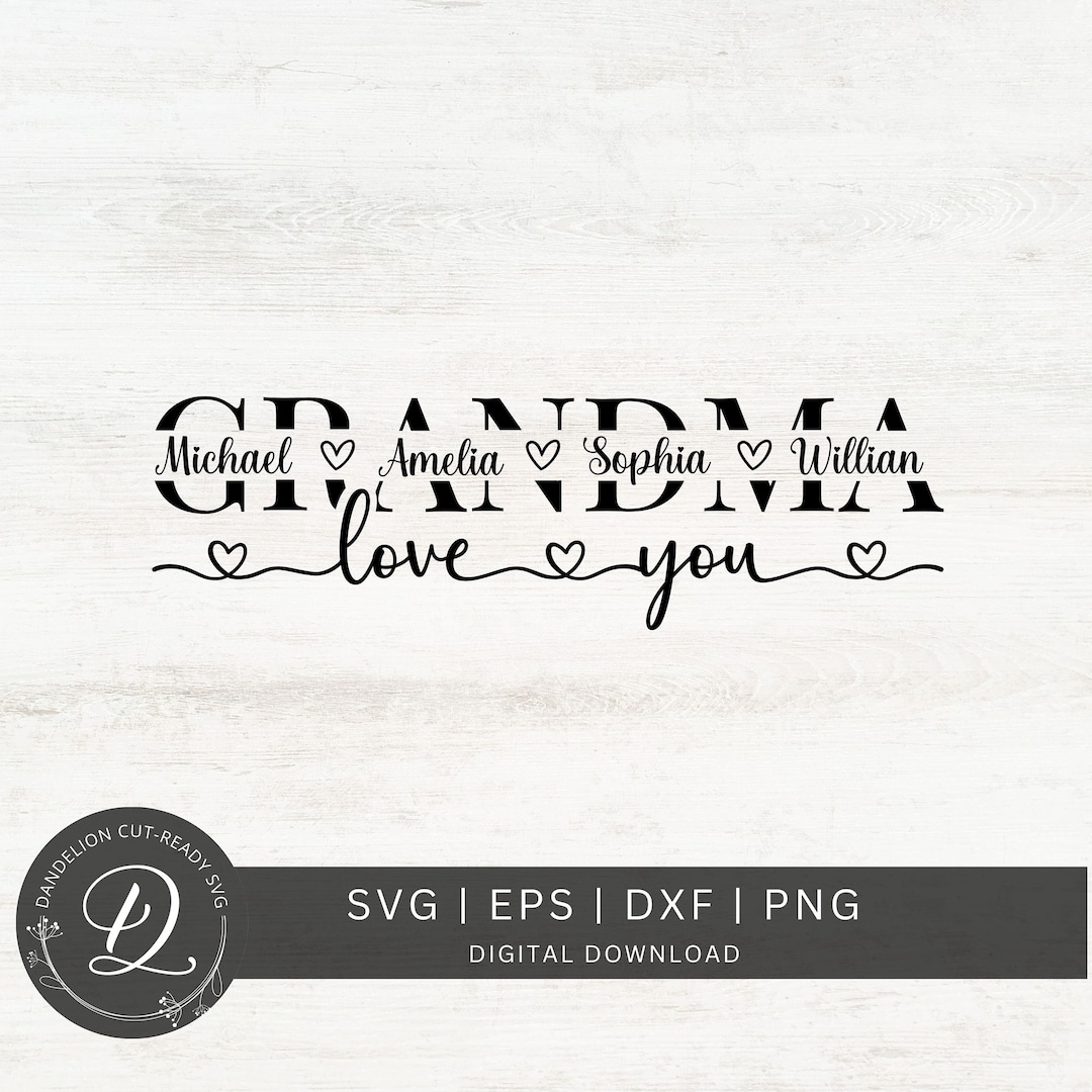 Grandma SVG, Grandma Split Name Frame Svg, Grandma Cut File, Grandmothersvg, Mother's Day SVG ...